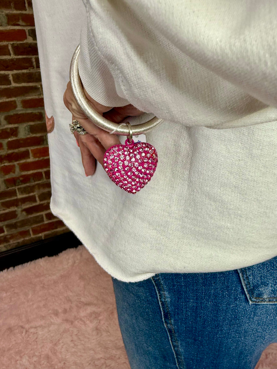 Pink Heart Rhinestone Bangles – The Sparkly Pig