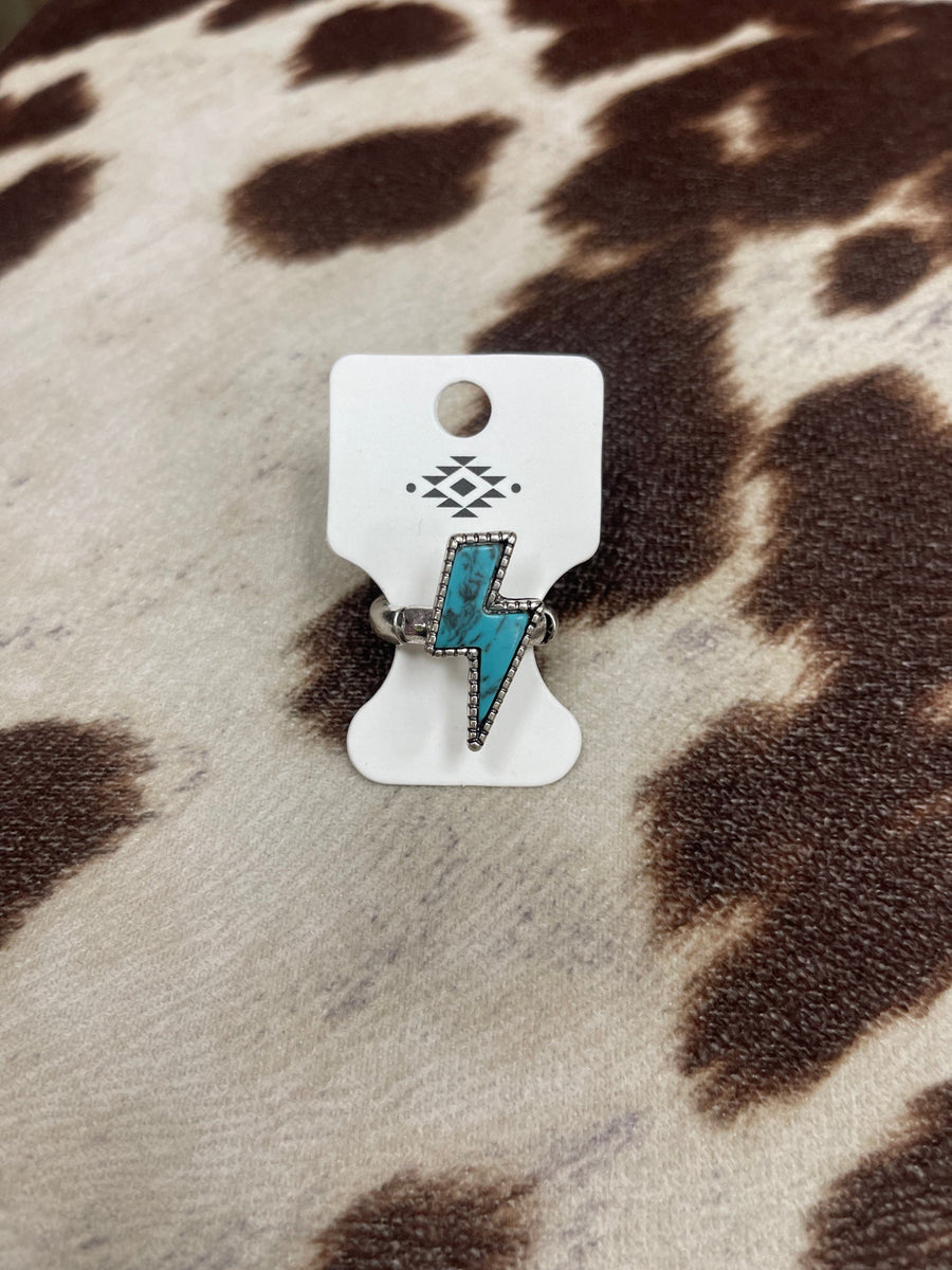 Adjustable Lightning Bolt Turquoise Ring – The Sparkly Pig