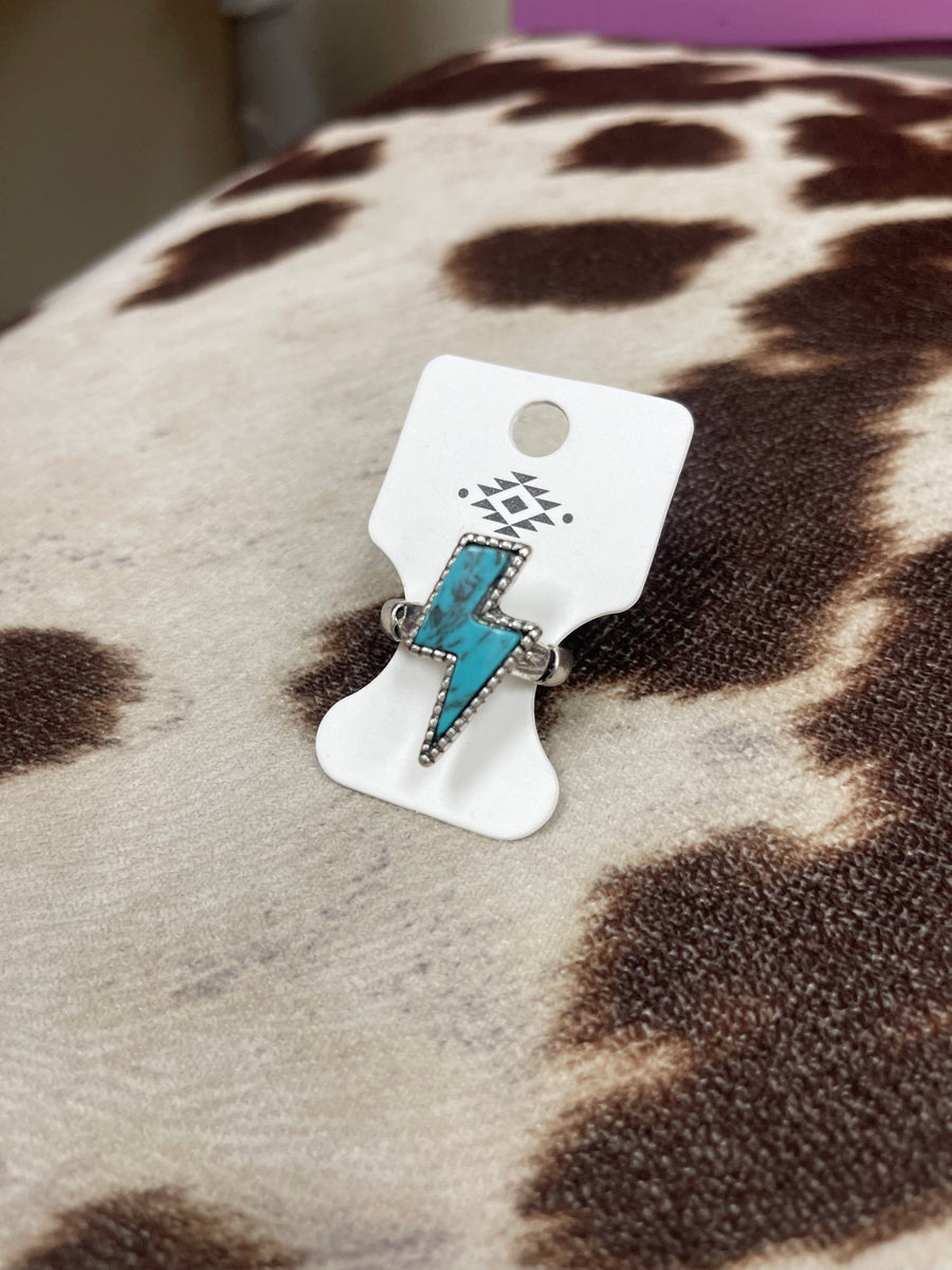 Adjustable Lightning Bolt Turquoise Ring – The Sparkly Pig