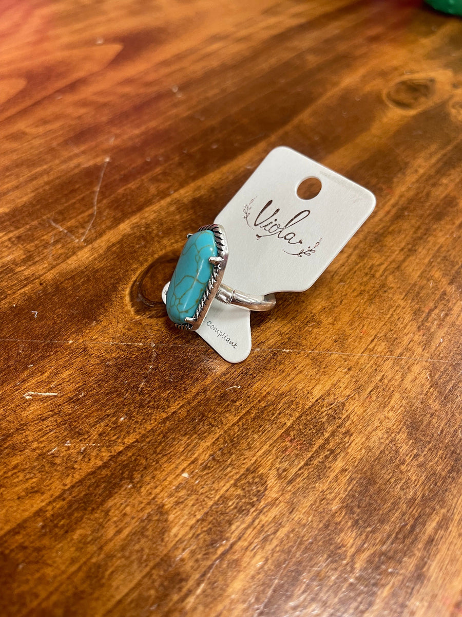 Adjustable Western Turquoise Stone Ring – The Sparkly Pig